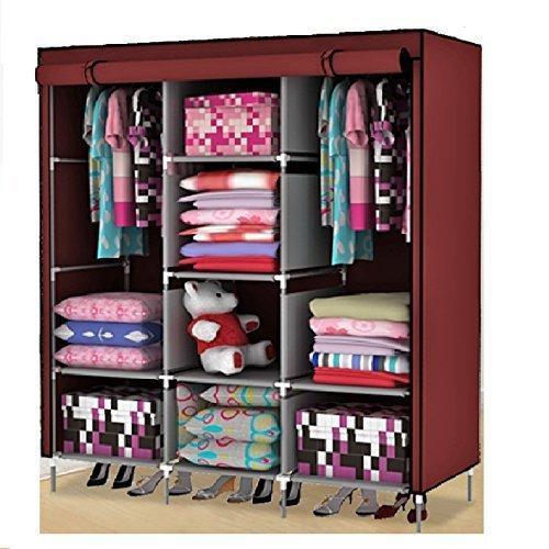 3 Door Storage Wardrobe Foldable and Movable Cloth/Fabric Wardrobe with ...