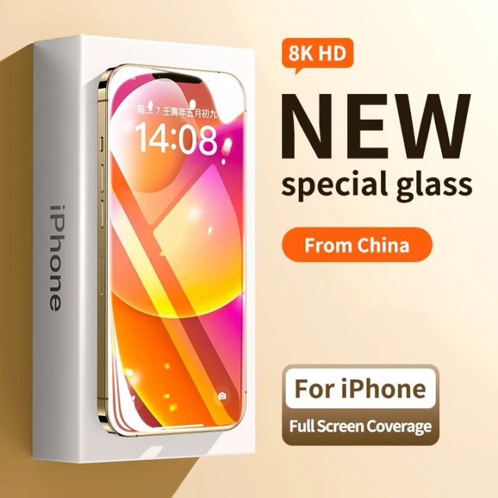 8K Full Cover Protective Glass On For iPhone 12 11 13 14 Pro Max XR ...