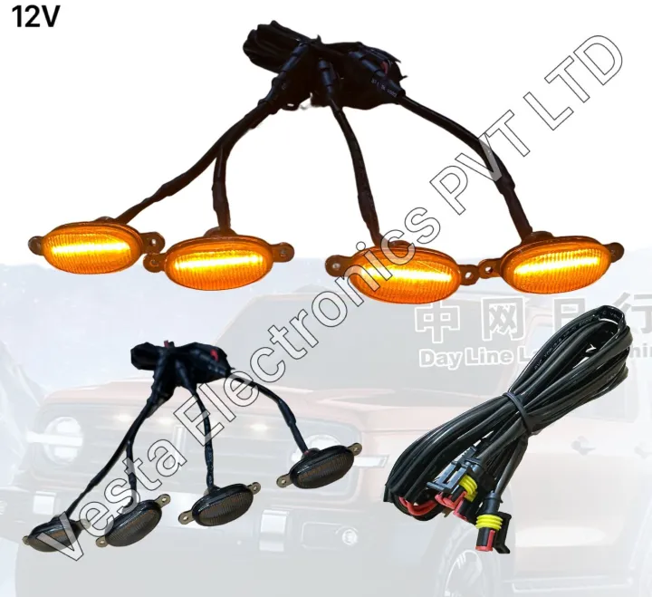 4 pcs Amber color grille lights LED grille lights Amber Shell light ...