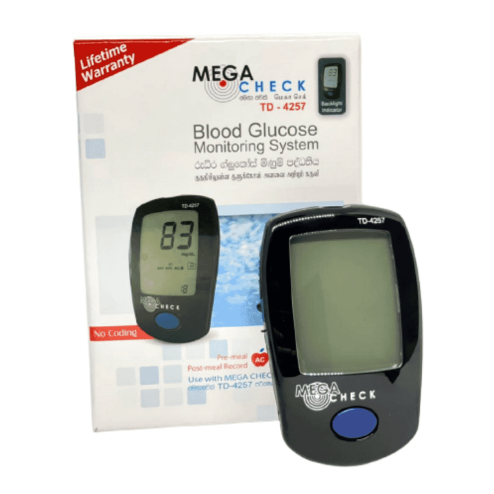 MEGA CHECK GLUCOMETER - Blood Glucose Monitoring System - TD-4257 ...