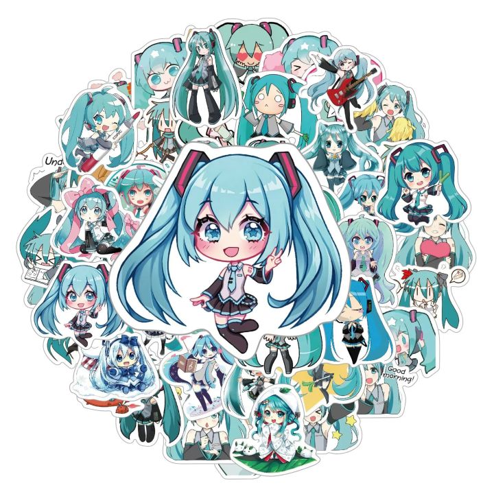 50PCS Cartoon Anime Hatsune Miku Stickers Cute Laptop Hand Account ...