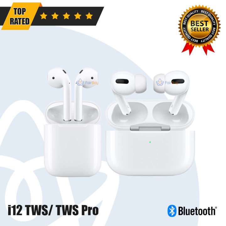 i12 TWS/ TWS Pro wireless EarBuds with charging case Red & Blue light ...