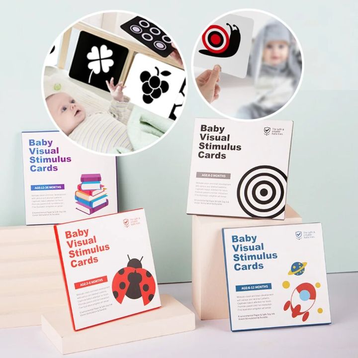 Montessori Baby Visual Stimulation Card Toy Black White Flash Cards ...
