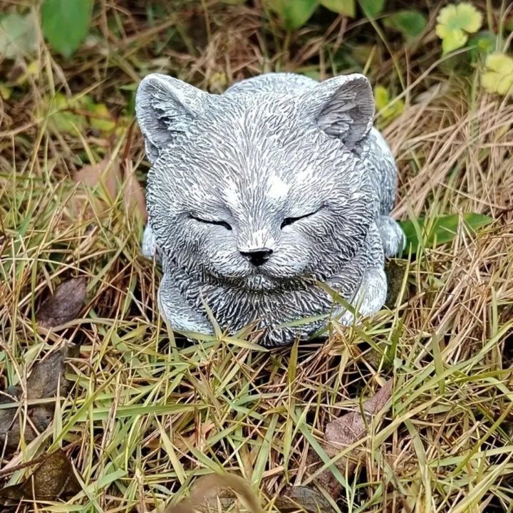 Cat Ornament Resin Cat Statue Unique Cartoon Animal Figurines Realistic ...