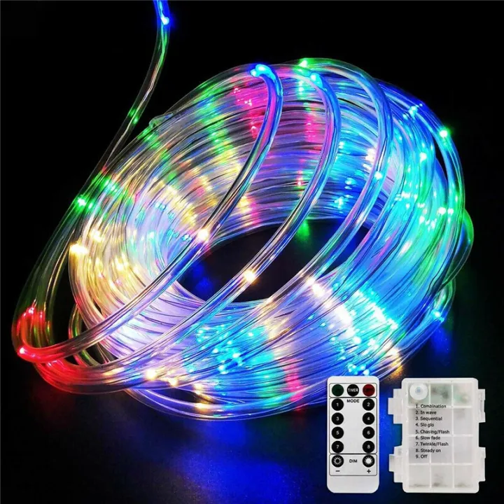 5M 50LED Rope Fairy Light String Battery Box 8 Modes Waterproof IP65 ...
