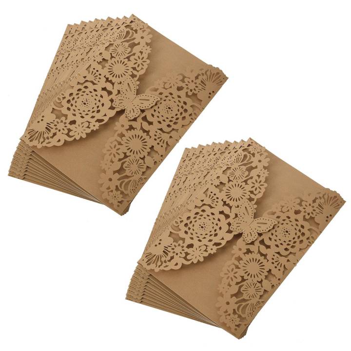 20x Carved Butterflies Romantic Wedding Party Invitation Card Envelope ...