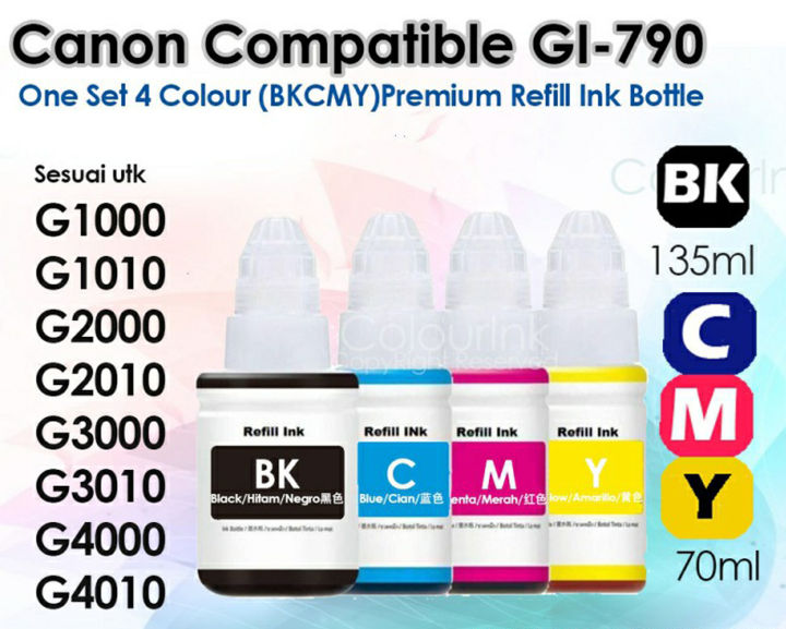RC PRINT GI 790 Ink Refill for Canon G1000, G1010, G1100, G2000, G2002 ...