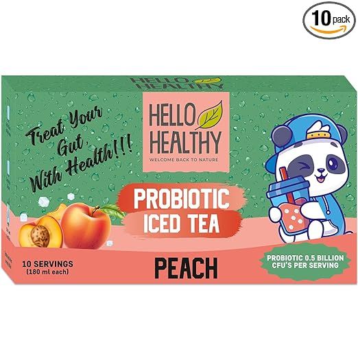 Hello Healthy Peach Flavour Iced Tea Pack Of 10 Sachet (180 ML Each ...