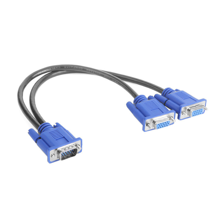 VGA Splitter Cable 1 Computer to Dual 2 Monitor Male to Female Adapter ...