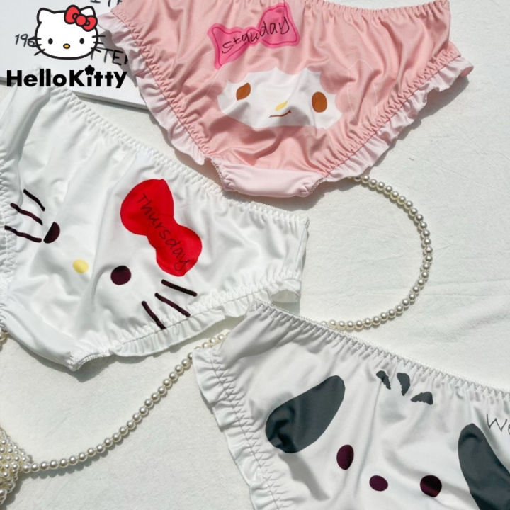 Kawaii Hello Kitty Women Underpants Cartoon Pattern Low Waist Briefs ...