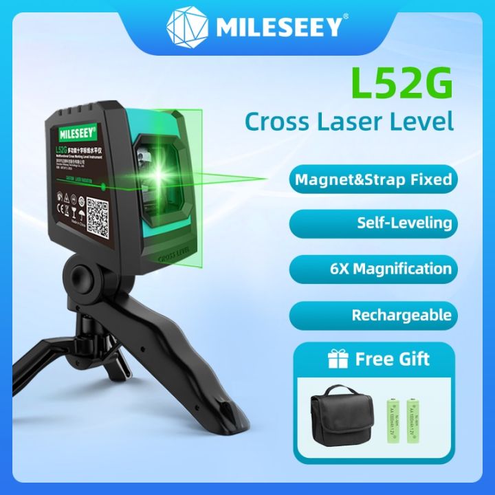 Mileseey Laser Level 2/5/12 Lines 3D Red/Green Rechargeable Gauge Self ...