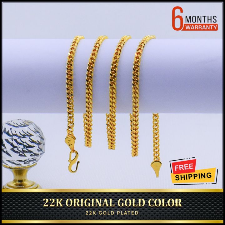 22K Gold Plated Unisex Cuban Curb Link Chain 3MM 18 & 24 Inch cuban ...