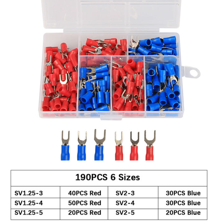 10/190pcs Sv Type Wire Spring Terminal Sv1.25 Sv2 Fork U Y Insulate ...