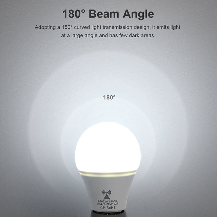 E27 LED Light Bulb 220V 12W Radar Motion Induction Lamp Built-in Radar ...