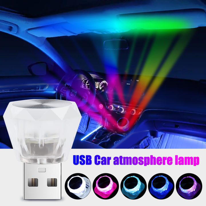 Car Mini USB LED Ambient Light Decorative Atmosphere Lamp Portable ...