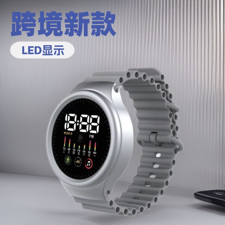 Cross border new T9 silver rotating watch LED electronic watch digital ...