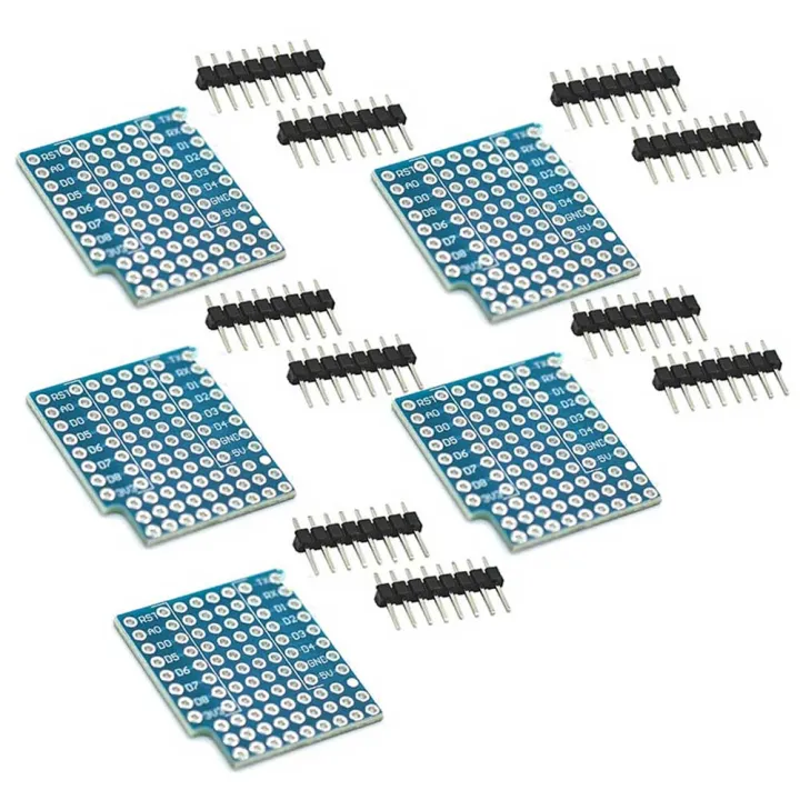 5PCS ProtoBoard Shield for WEMOS D1 mini double sided perf board with 2 ...