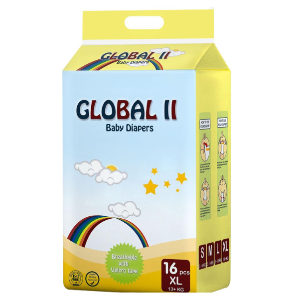 Global II Baby Diapers 16pcs XL (13kg+) | Daraz.lk