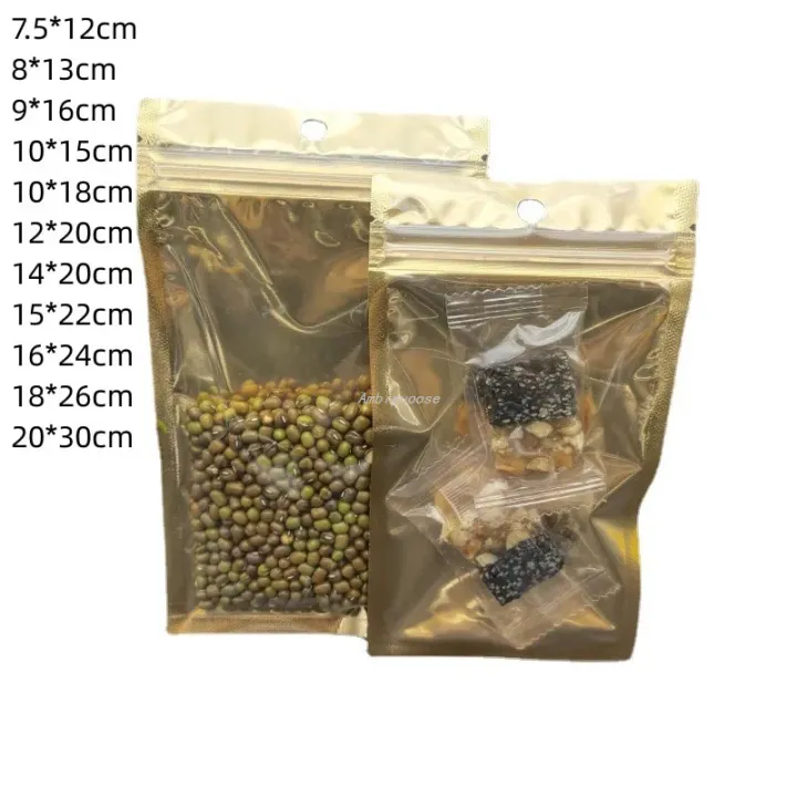 Ambiguoose zip lock bags 50Pcs Gold Aluminized Packaging Bag ...