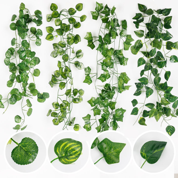 1/10 Strings Green Artificial Lvy Hanging Vine Leaf Plant Leaves ...
