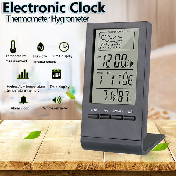 Multifunctional Digital Clock with Thermometer Hygrometer Gauge ...