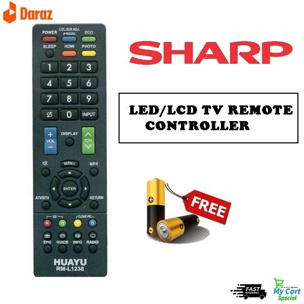 Sharp LED/LCD Tv Remote Controller L1238 & Free Batteries | Daraz.lk