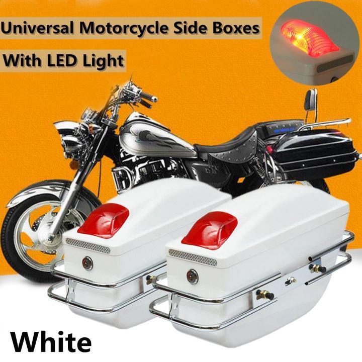 Universal Motorcycle Side Pannier Boxes Hard Saddle Bags Hard Case Rack ...