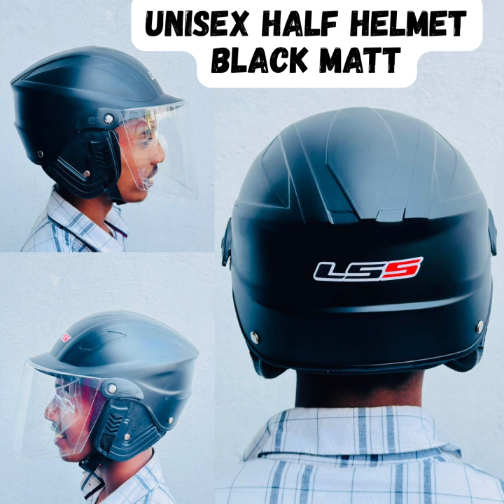 LS5 Unisex Bike Helmet Half Helmet Black Matt for Boys and Girls with ...