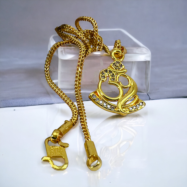 BOOM Gold Plated chein 2MM fox Chain with Beautiful Oom pendant for ...