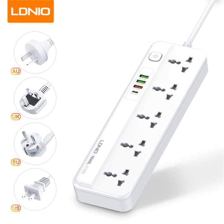 LDNIO SC5415 Multi Function Power Code 5 Power Sockets FAST CHARGING PD ...
