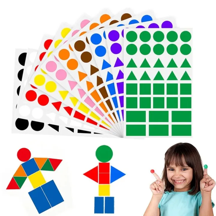 360-1080 s Colored Triangles Rectangular Dot Stickers for Kids Student ...