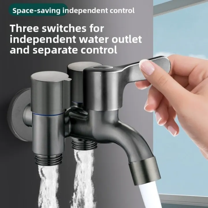 New Multifunction Three Tap Faucet Double Outlet Dual Control Angle ...