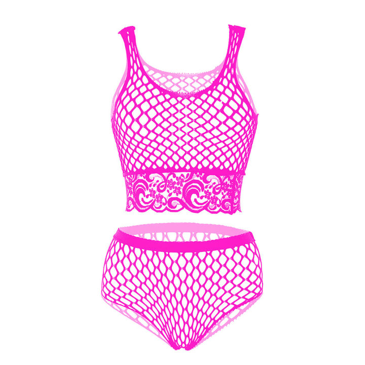 Women Bikini Suit Sleeveless Fishnet Lingerie Sets Twoeisure time Piece ...