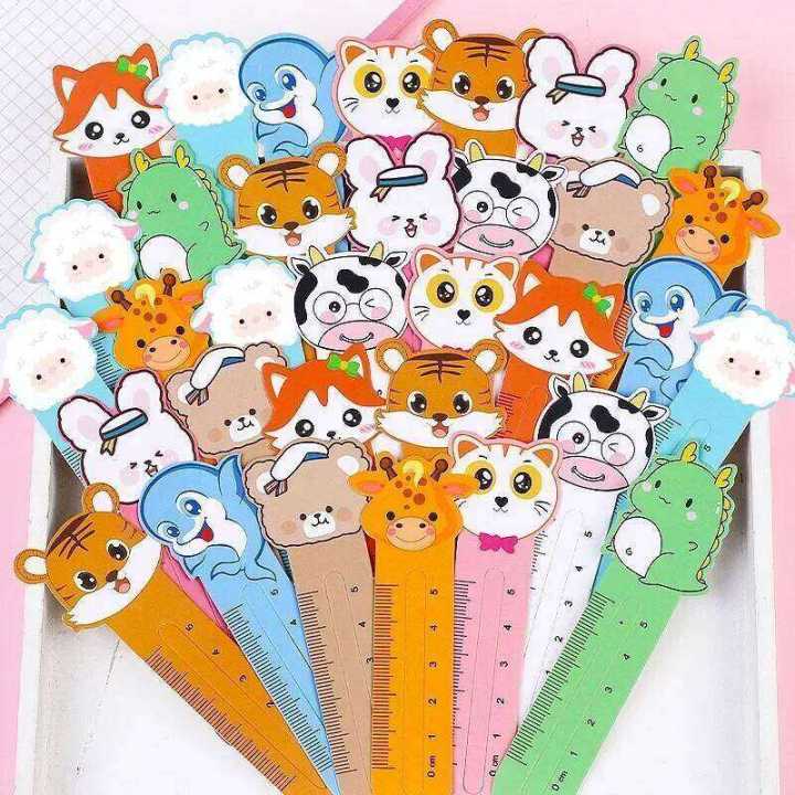 50Pcs/pack Cartoon Animal Bookmark Cute Paper Ruler for Kids Stationery ...