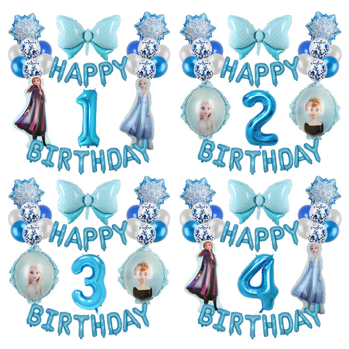 Frozen Elsa Anna Princess Balloon Snowflake Confetti Happy Birthday ...
