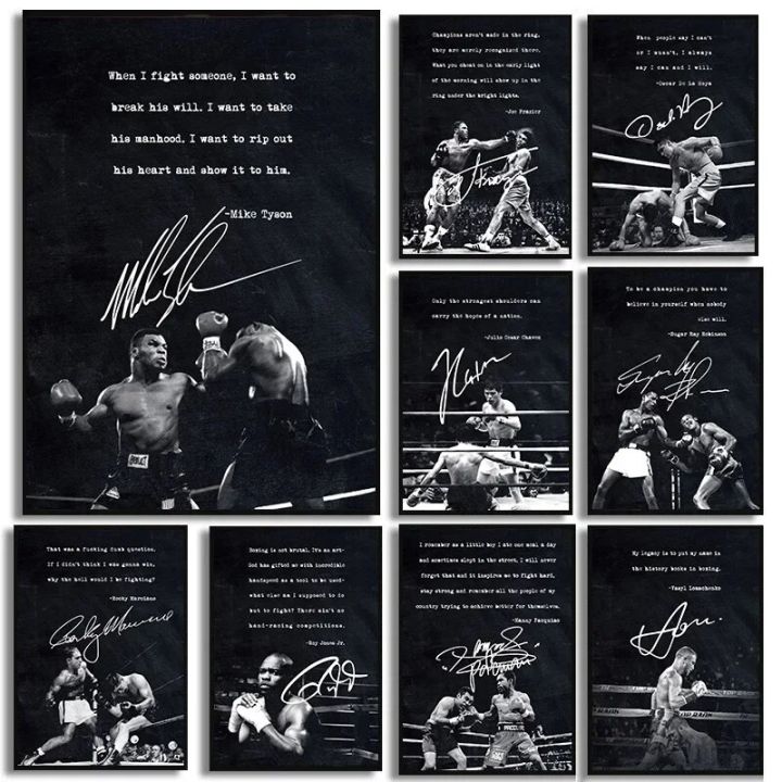 Boxing Legends Motivational Sign Mike Tyson Boxer Portrait Poster ...