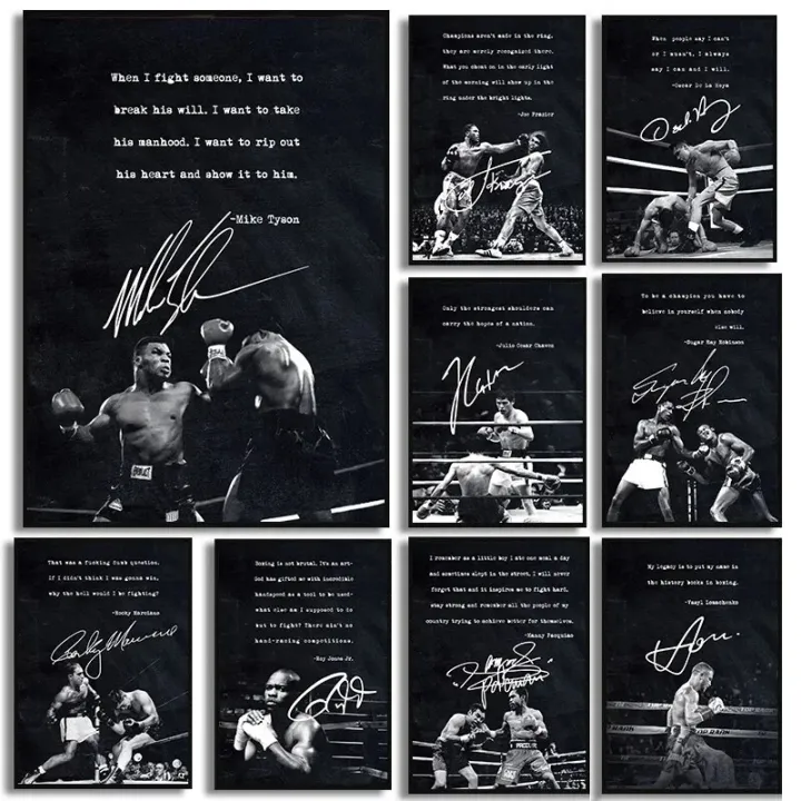 Boxing Legends Motivational Sign Mike Tyson Boxer Portrait Poster ...