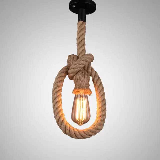 Vintage Rustic Hemp Rope Pendant Lights Ceiling Light Hanging Lamp ...