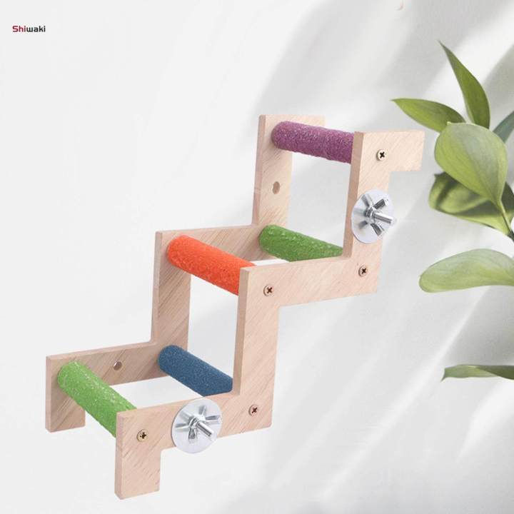 Bird Ladder Perch Solid Wood Birds Cage Ladder for Budgies Parrots ...