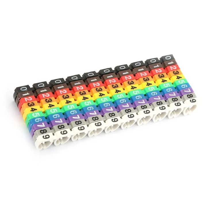 100 PCS Boxed clamp-on Wire Markers 0-9 Coded Color Coded Cable Marker ...
