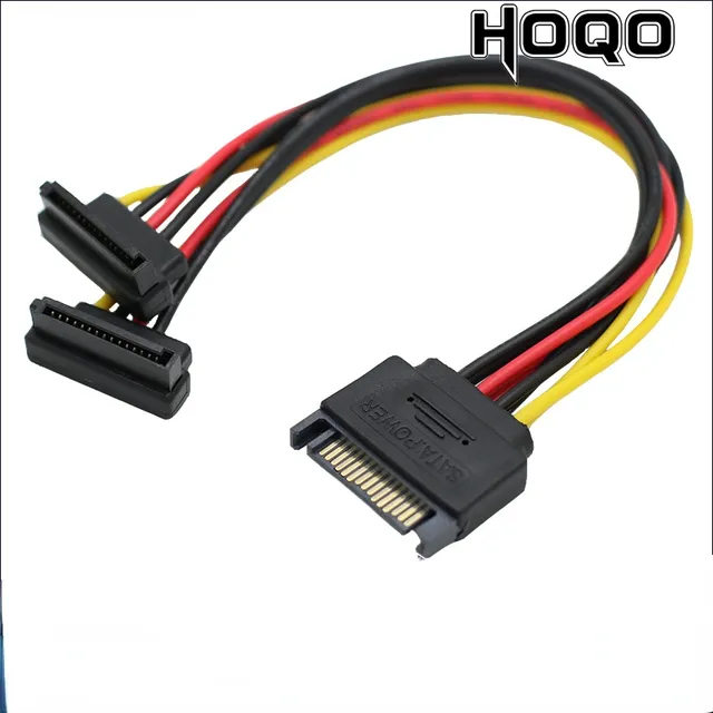 Sata Power Cable 1 To 2 Elbow Serial Power Supply 1 Input 2 Output Sata ...