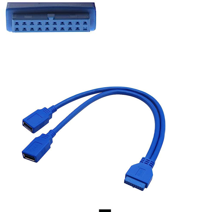 19 Hole Female to Dual USB Female Cable 30cm Adapter Connector 19-20 ...