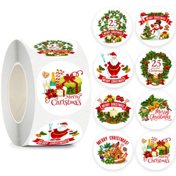 Colorful Christmas Stickers Festive Printed Adhesive Holiday Labels ...