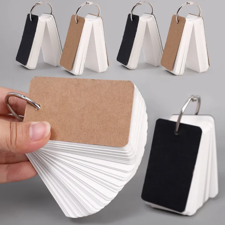100 Sheets/Book Blank Index Card With Ring Portable Pocket Memo Pads ...