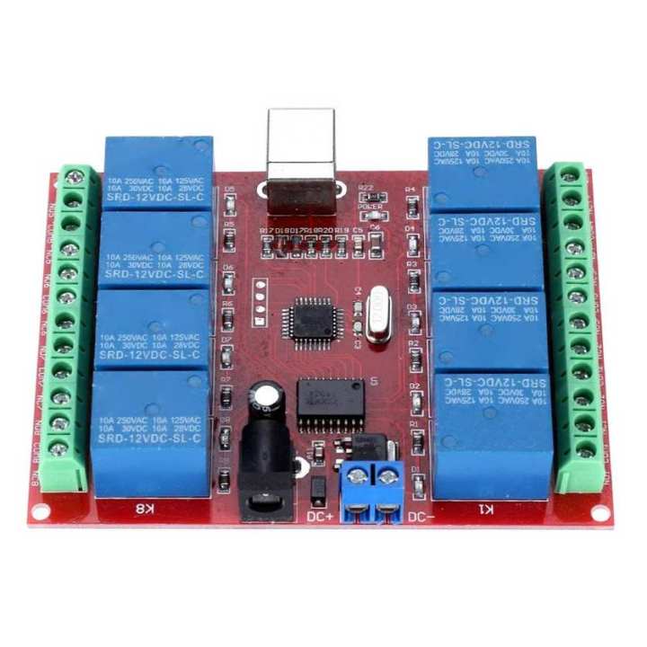 8-Way 12V Relay Module Free Driver USB Control Switch PC Intelligent JS ...