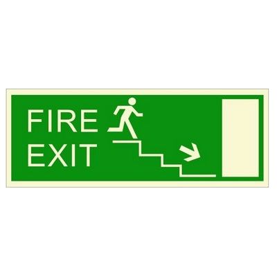 Fire Exit Sign - Green - Small - Staircase - Night Glow - Emergency ...
