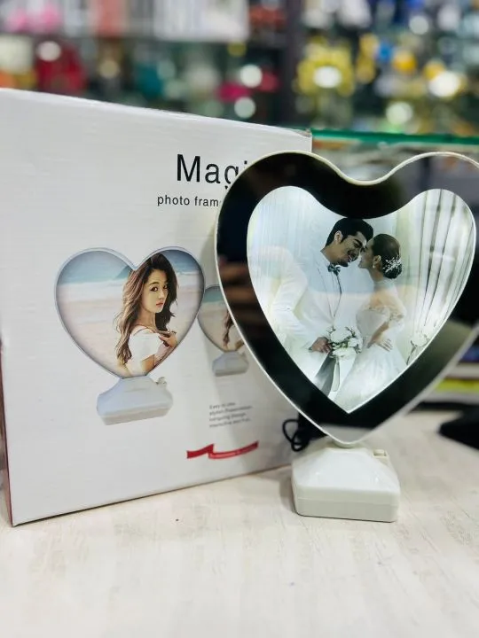 Heart Shaped Magic Mirror Photo Frame with LED Light | Daraz.lk