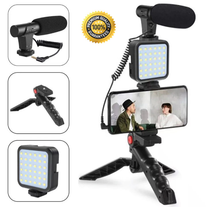 PLOKAMA Vlogging Kit - Tripod + Mic + LED Light - Premium Quality ...