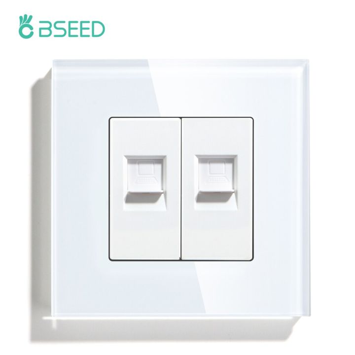 Internet Wall Sockets Glass Power Socket Tempered Crystal Panel White ...