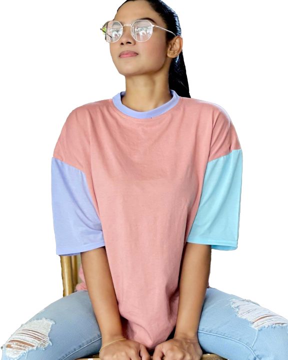Drop Shoulder Oversized Multi Color T Shirt | GM166 | Daraz.lk